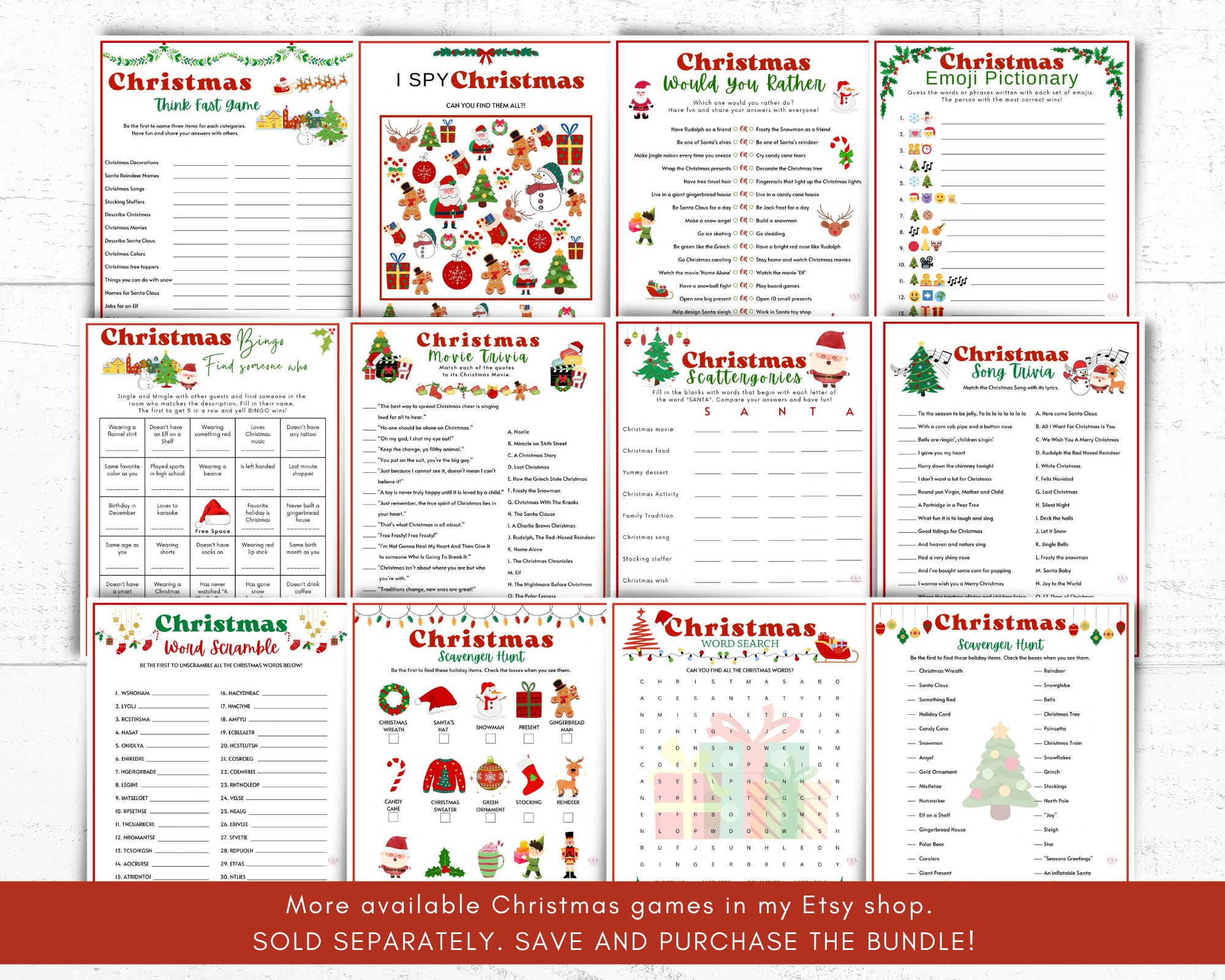 Christmas Word Scramble Game: Printable Holiday Party Activity (PDF) - Etsy
