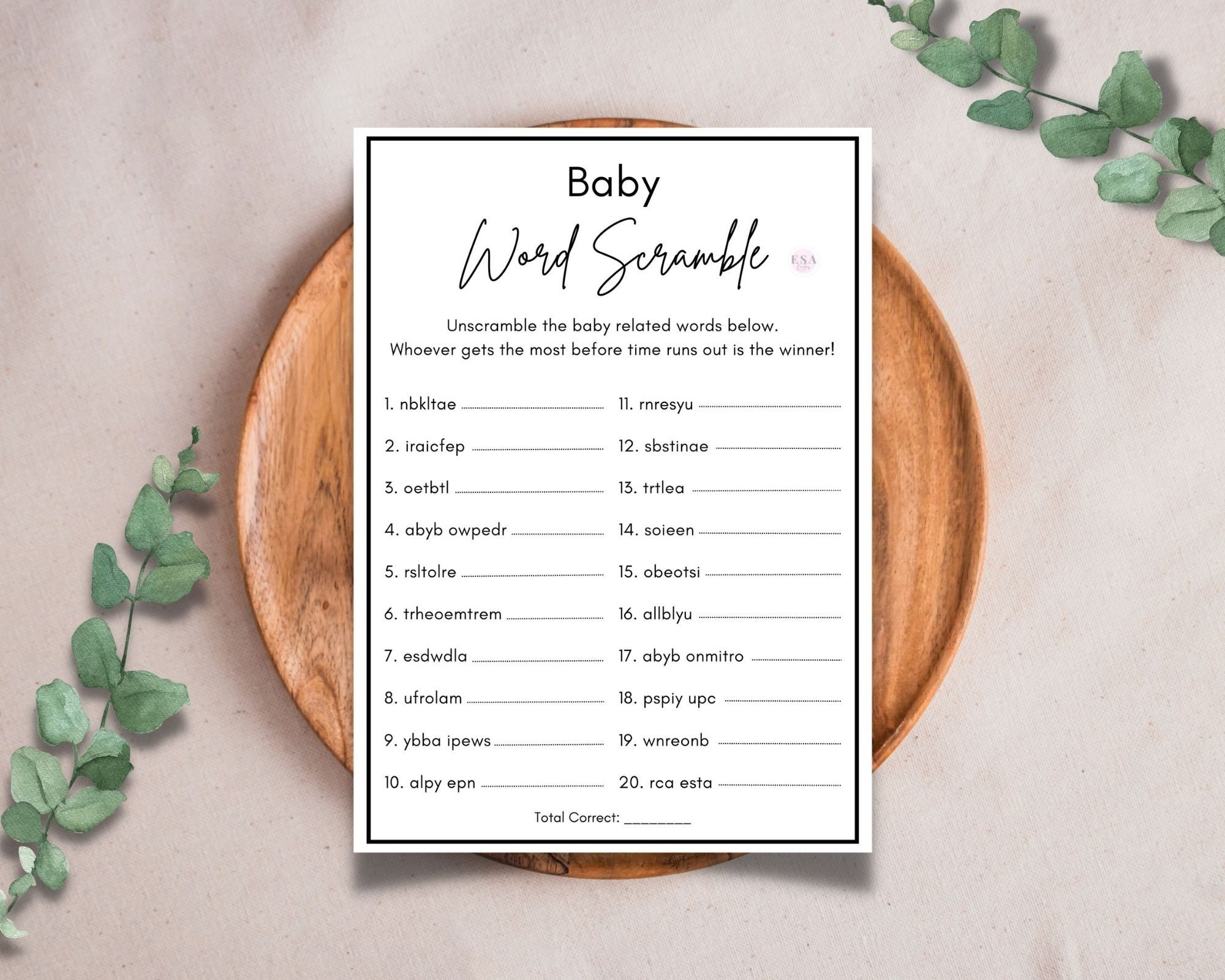 Baby Word Scramble Game, Baby Word Game Printable, Baby Shower Word ...