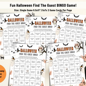 Halloween Find the Guest Bingo Game, Halloween Party Games, Printable ...