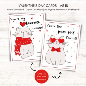 Cat Valentine Card, Valentines Day Card for Kids, Cat Valentine Tag ...