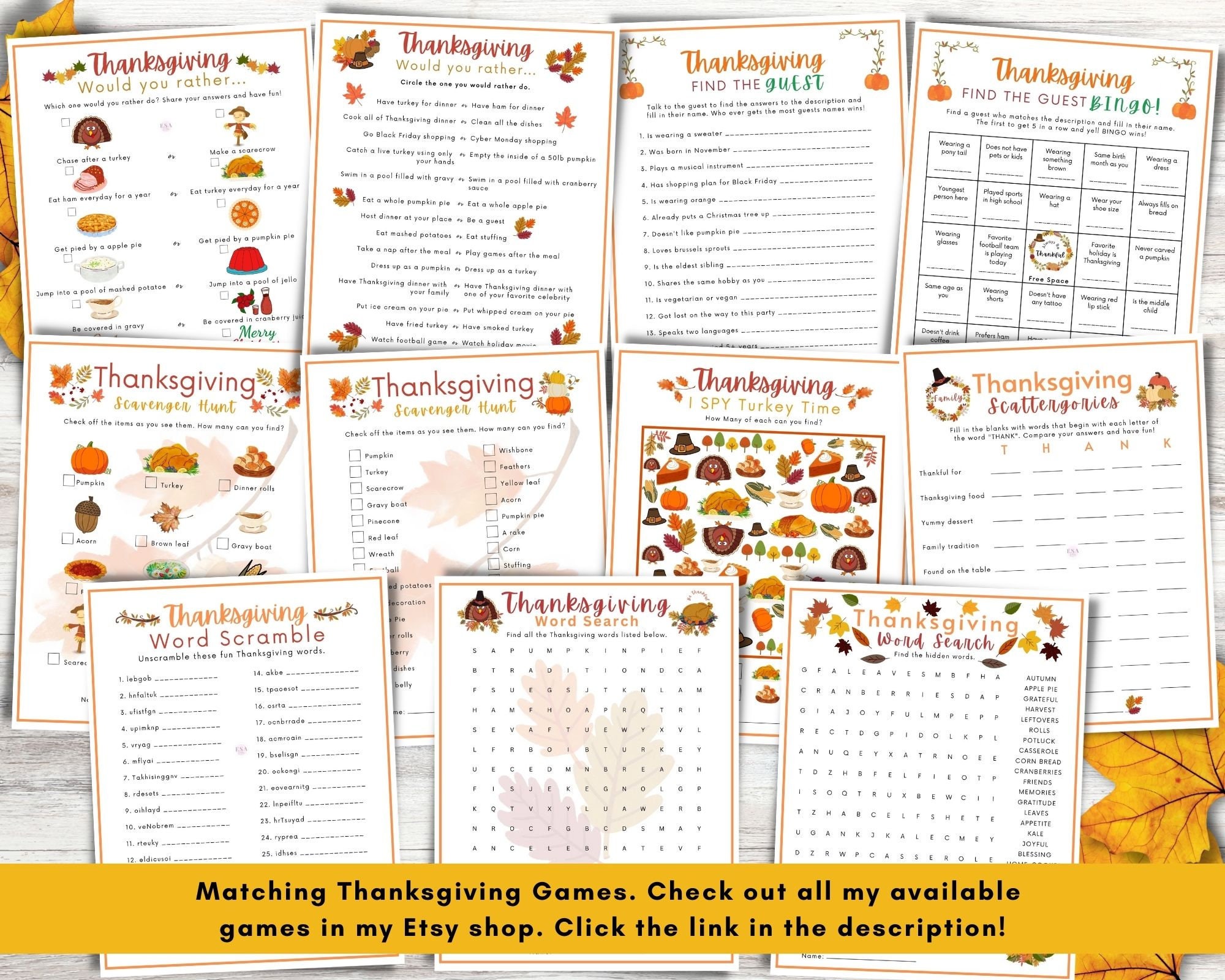 Scavenger Hunt Thanksgiving Game, Printable Scavenger Hunt Game ...