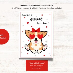Dog Valentine Card, Valentines Day Card for Kids, Dog Valentine Tag ...