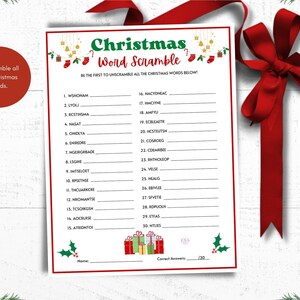 Christmas Word Scramble Game: Printable Holiday Activity (PDF) - Etsy
