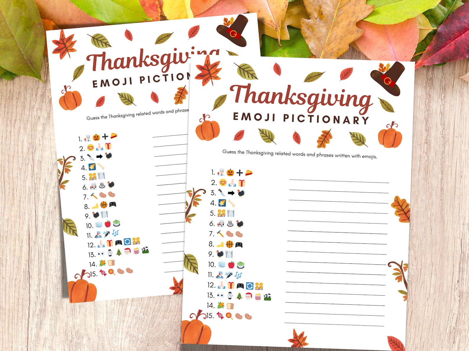 Emoji Pictionary Game | Thanksgiving Emoji Game | Printable Emoji Game ...