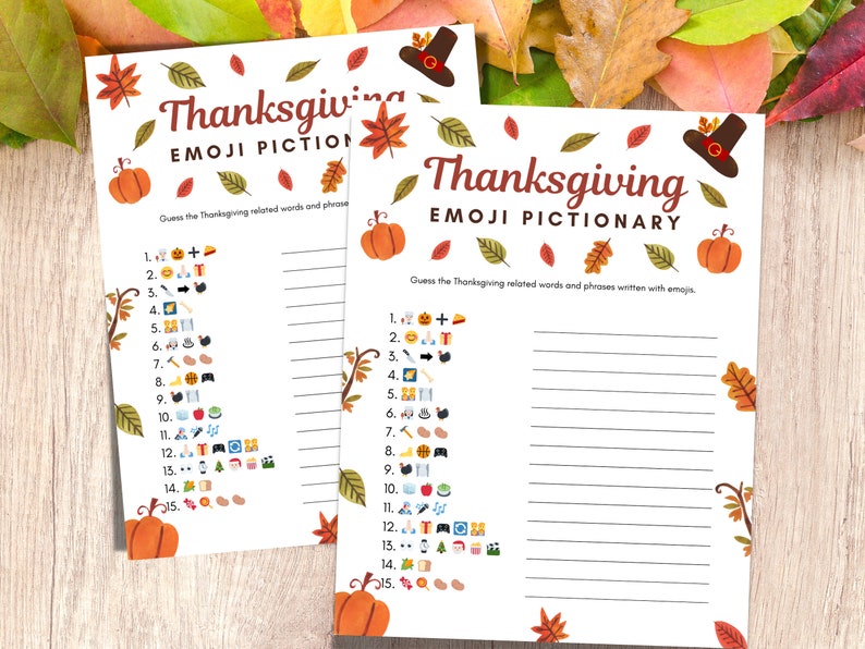 Thanksgiving Emoji Pictionary Game: Printable Party Activity (PDF) - Etsy