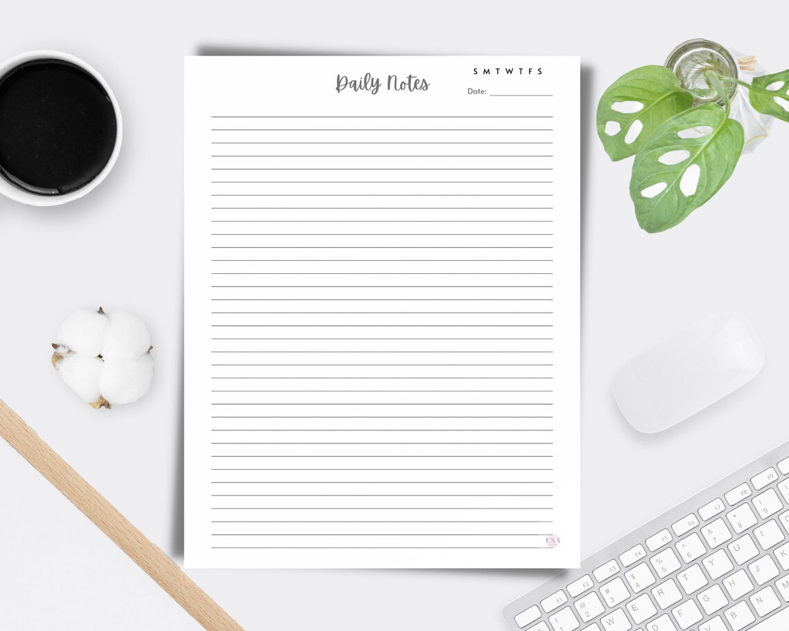 Printable Daily Note Taking Pages for School, Work, or Home Use - Etsy