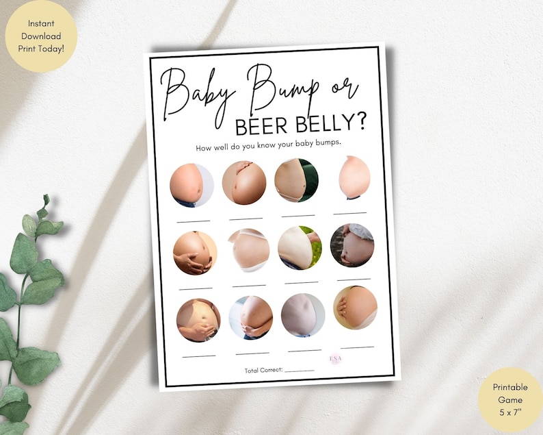 Baby Bump or Beer Belly Game: Funny Minimalist Baby Shower (PDF) - Etsy