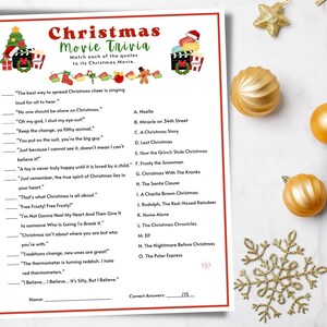 Christmas Movie Trivia Game: Printable Holiday Party Activity (PDF) - Etsy