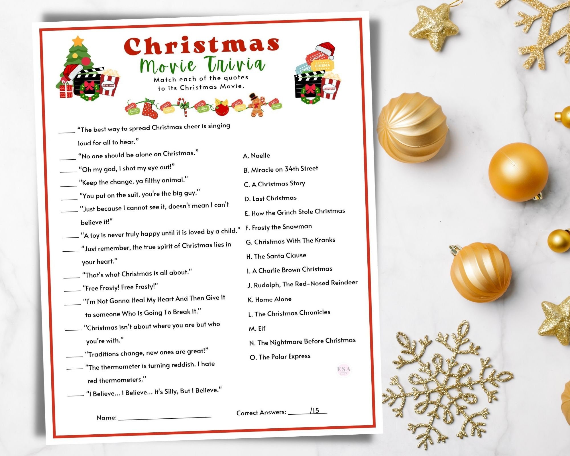 Christmas Movie Trivia Game | Christmas Trivia Game | Christmas Games ...