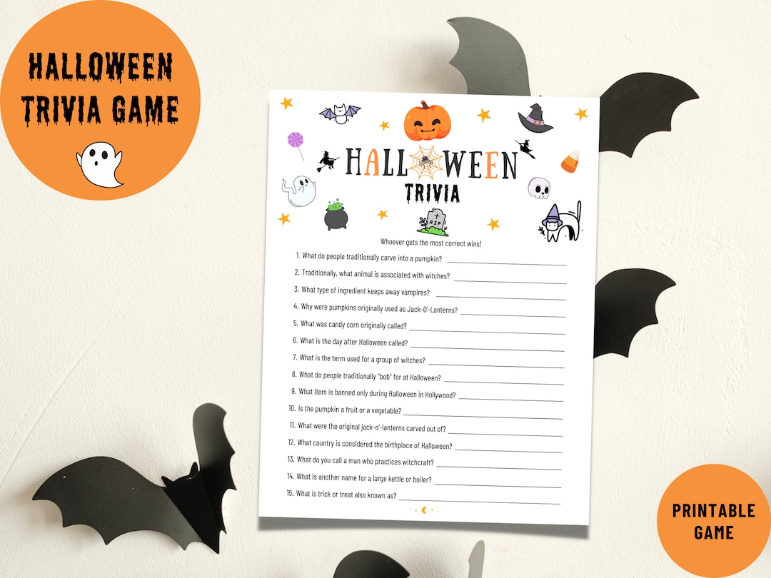 Halloween Trivia Game: Spooky Fun for Kids & Adults (printable) - Etsy