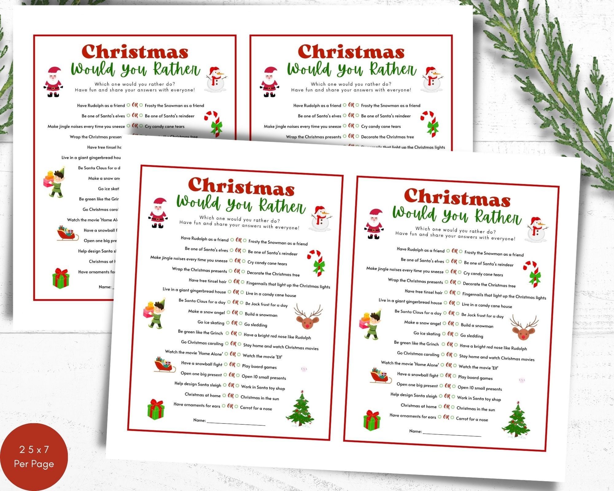 Christmas Would You Rather Game: Printable Holiday Party Activity (PDF ...