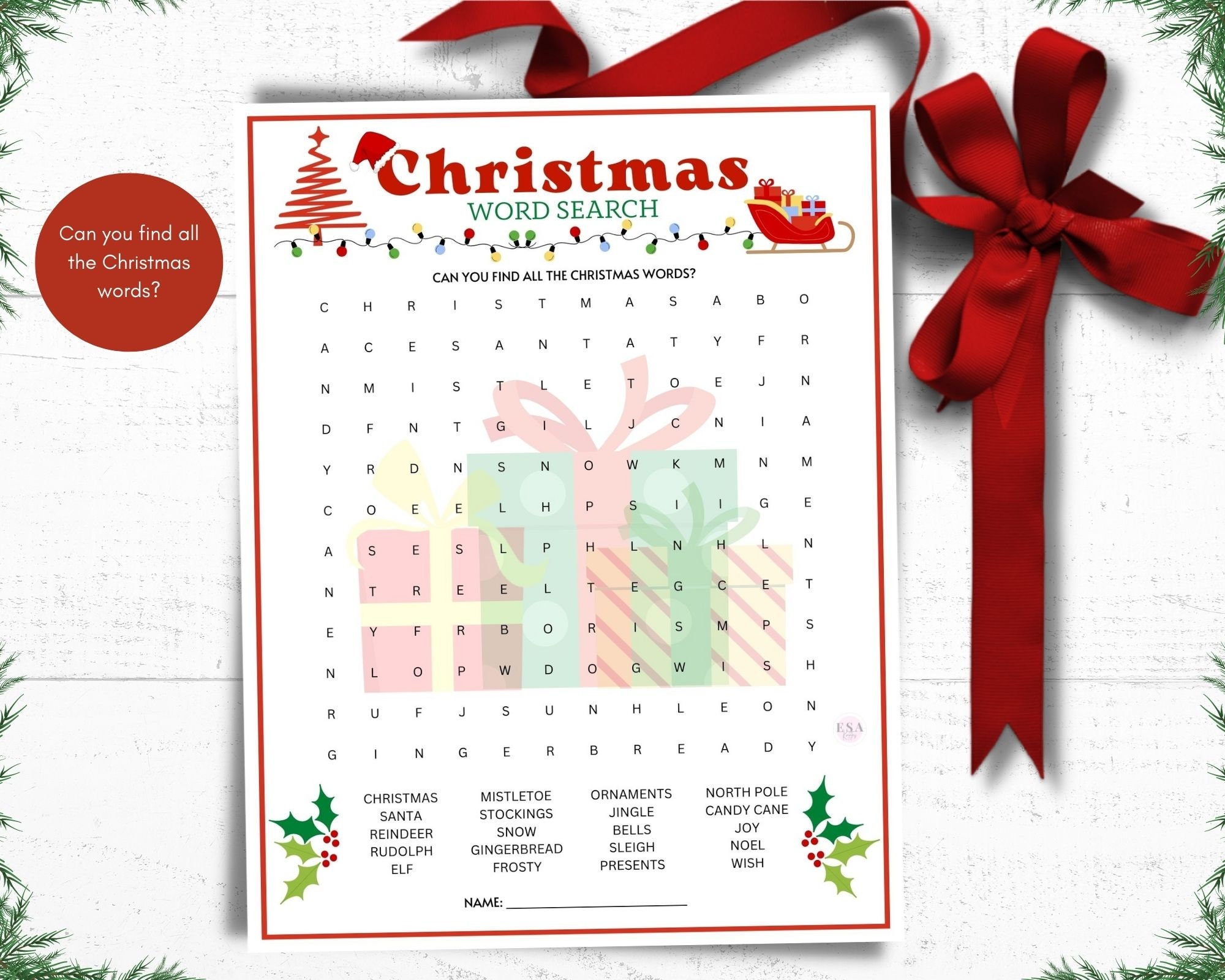 Christmas Word Search Printable, Christmas Word Find, Word Search ...
