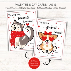 Dog Valentine Card, Valentines Day Card for Kids, Dog Valentine Tag ...