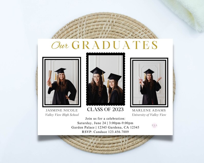 Graduation Party Invitation Template Two Graduates Invitation - Etsy