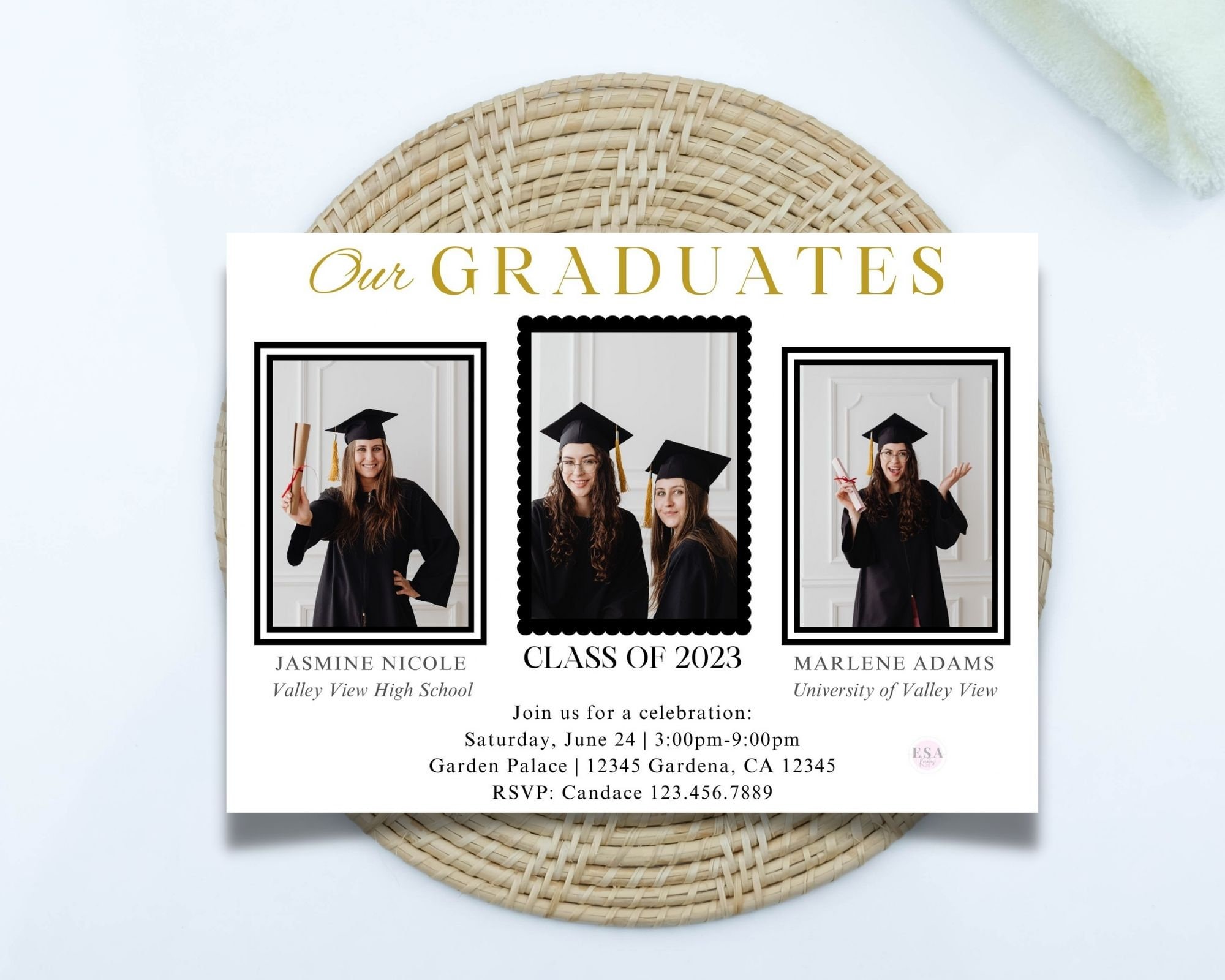 Graduation Party Invitation Template Two Graduates Invitation - Etsy