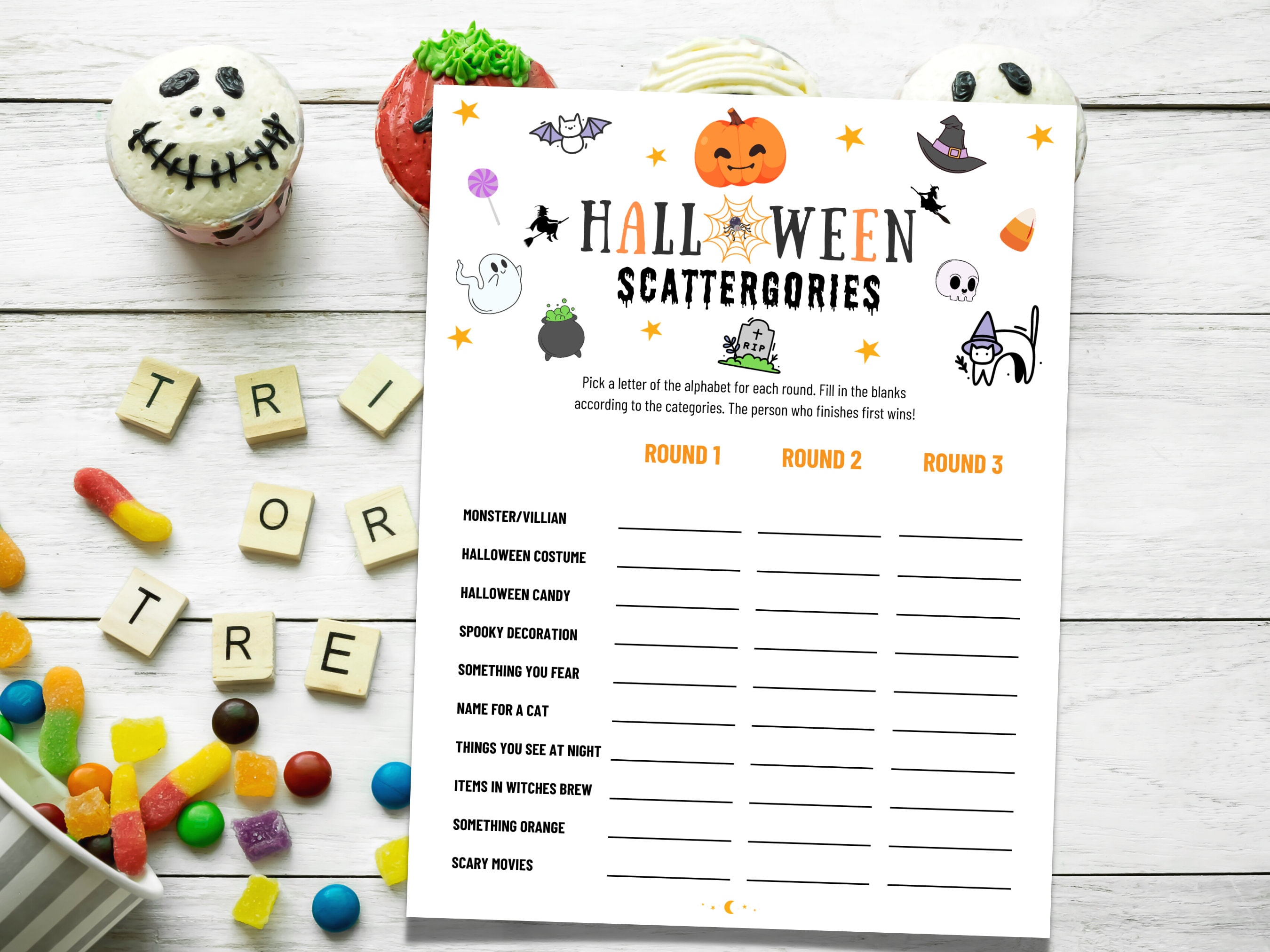 Halloween Scattergories Game, Scatterfories for Kids and Adults ...