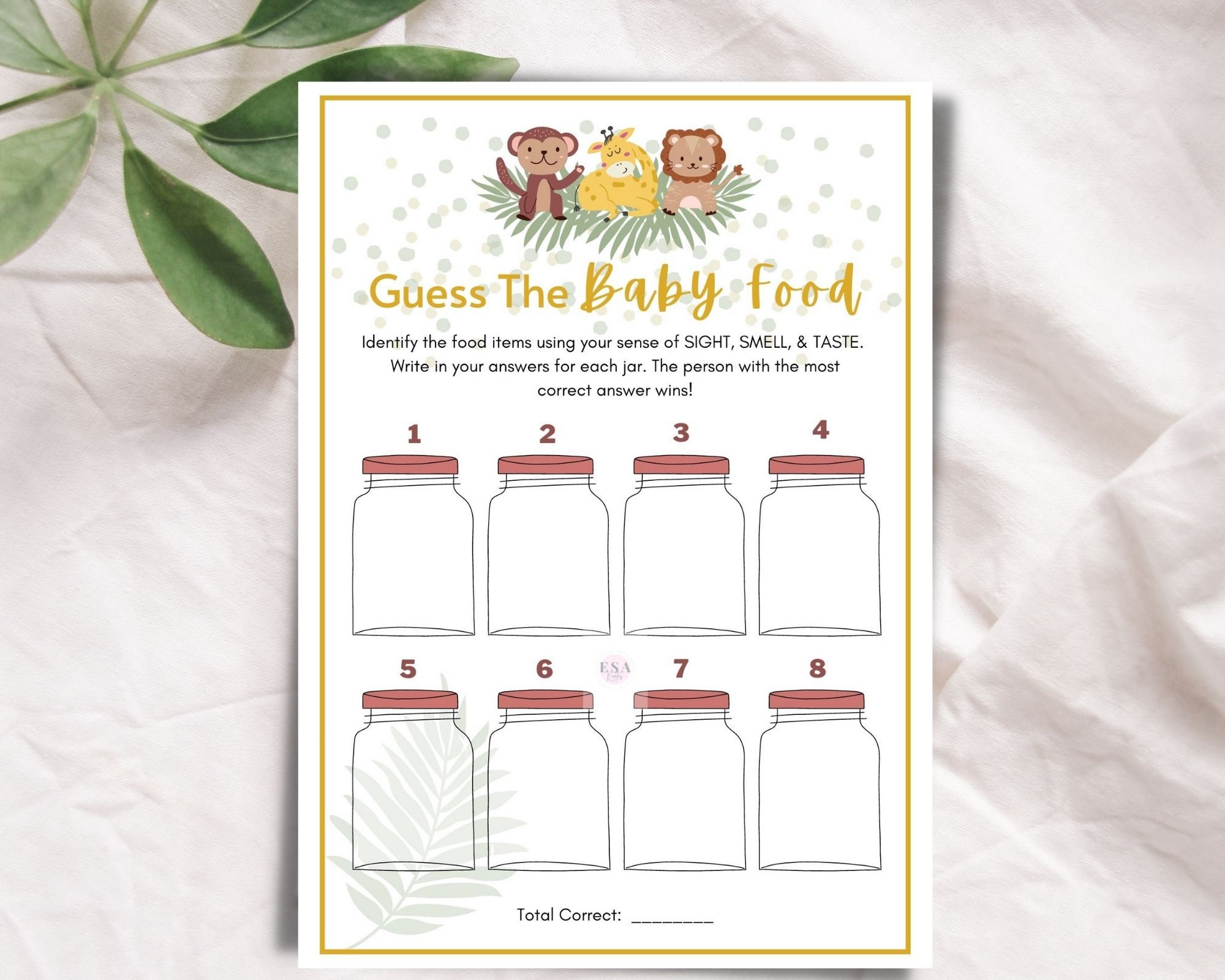 Guess the Baby Food Jar Game, Safari Baby Shower Printable, Safari ...