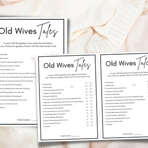 Old Wives Tales Game, Minimalist Baby Shower Game, Old Wives Tales Baby ...