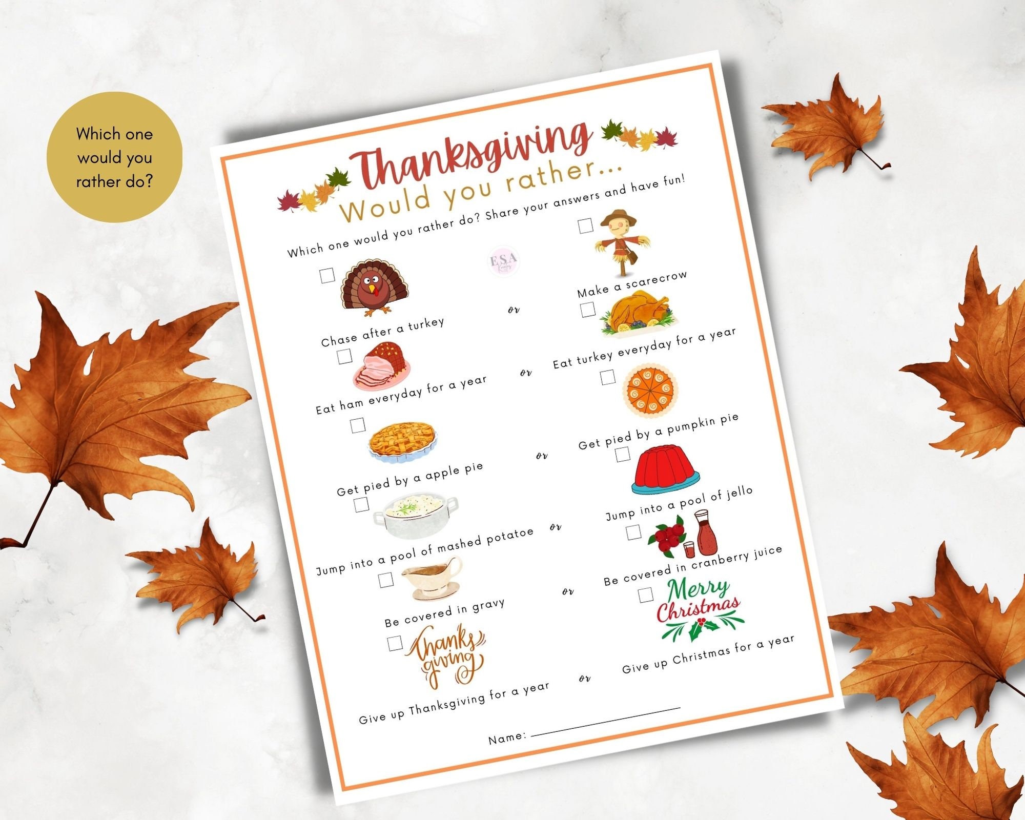 Would You Rather, Thanksgiving Would You Rather Game, Thanksgiving ...