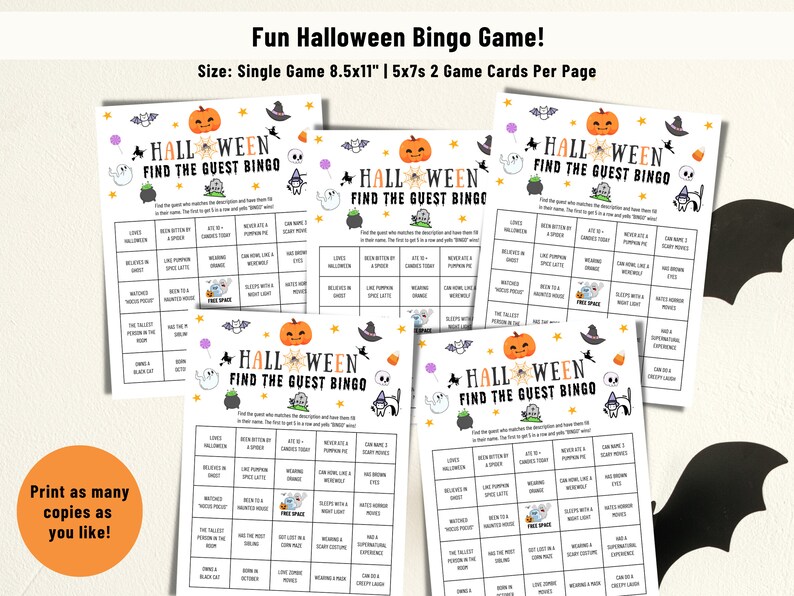 Halloween Find the Guest Bingo Game: Printable Party Icebreaker (PDF ...