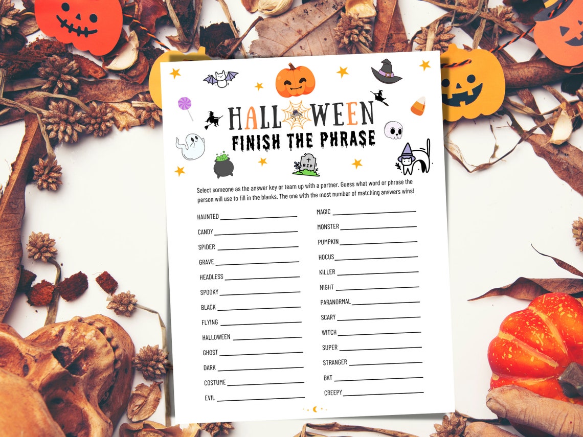 Halloween Finish the Phrase Halloween Games for Kids and - Etsy