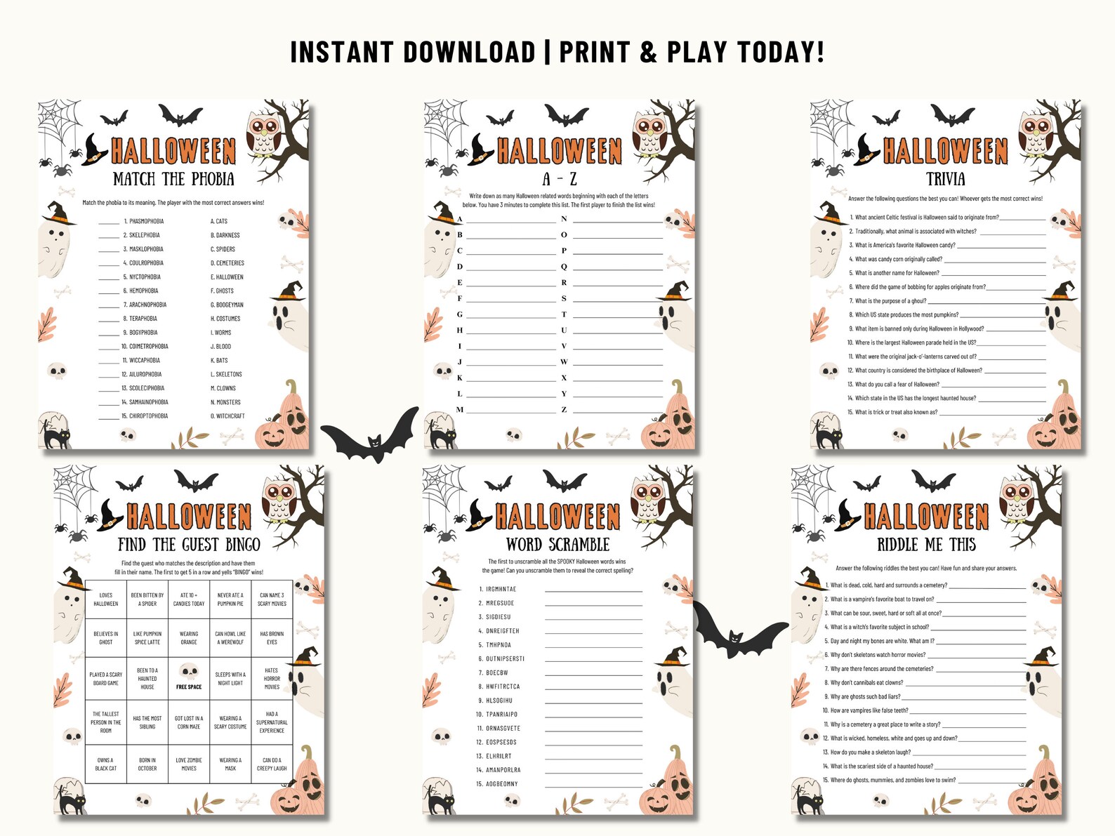 Halloween Party Games Bundle Pack, 18 Halloween Games, Halloween Games ...