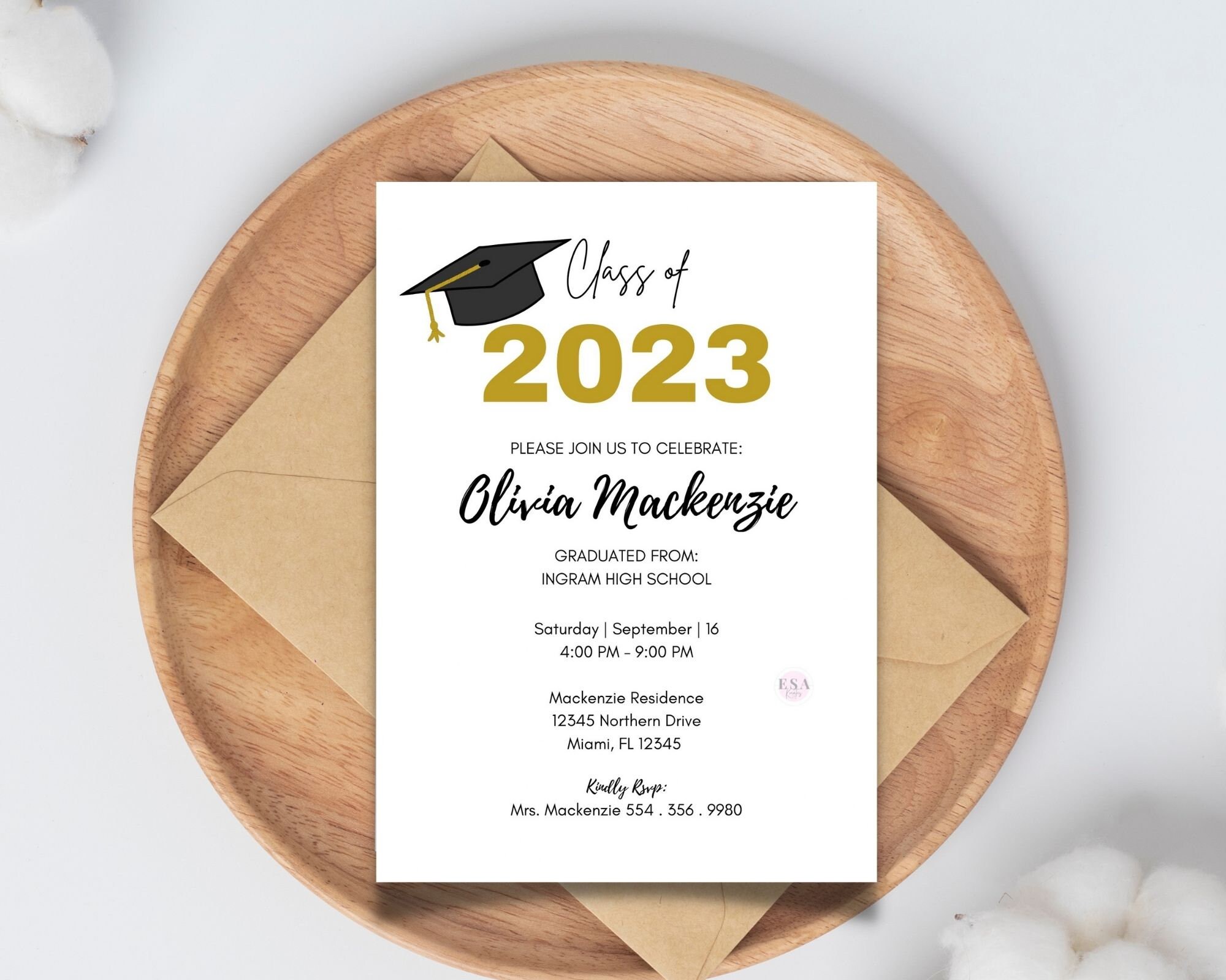 Minimalist Graduation Party Invitation Template: 5x7 Printable (digital ...