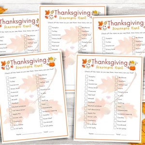 Scavenger Hunt Thanksgiving Game, Printable Scavenger Hunt Game ...