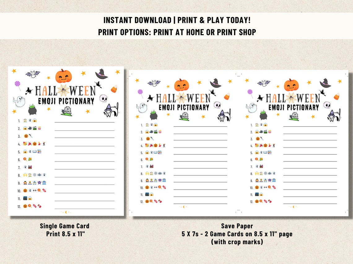 Halloween Emoji Pictionary Game: Printable Party Activity (PDF) - Etsy