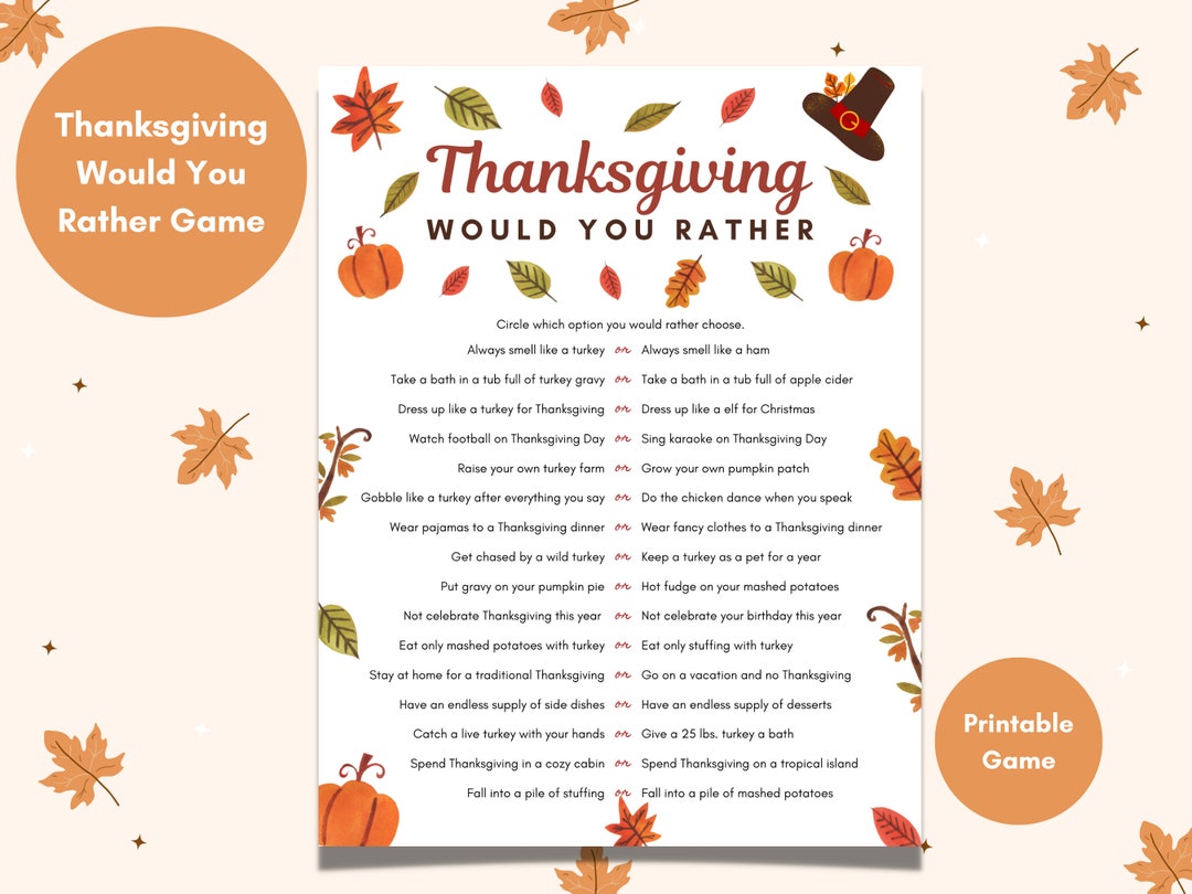 Would You Rather | Thanksgiving Would You Rather Game | This or That ...