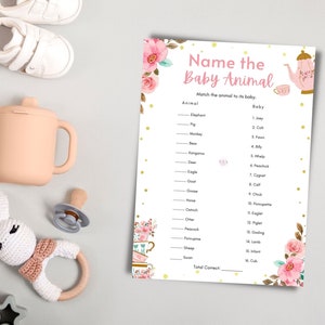 Name the Baby Animal Game: Floral Tea Party Baby Shower (PDF) - Etsy
