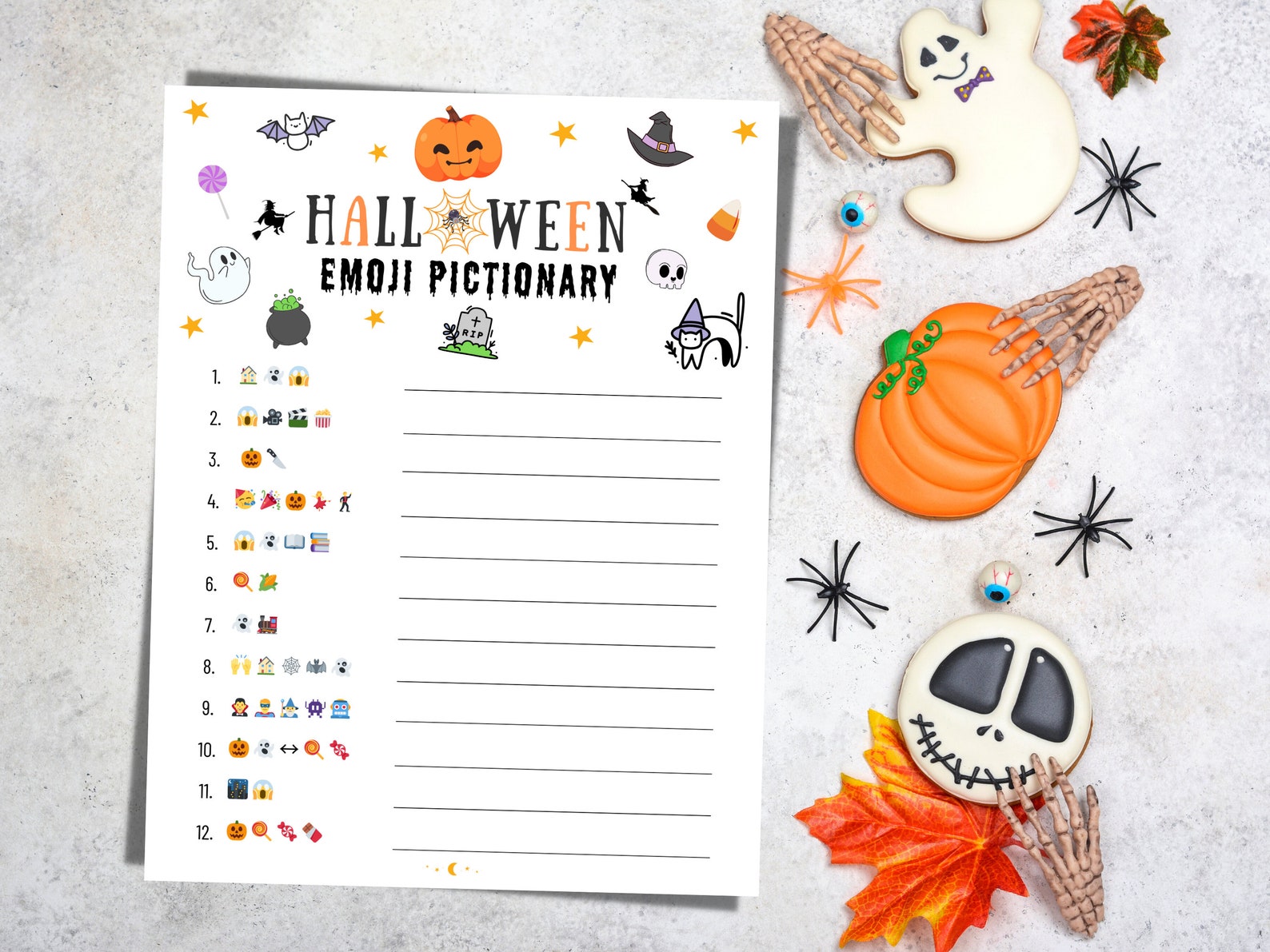 Halloween Emoji Pictionary Game: Printable Party Activity (PDF) - Etsy