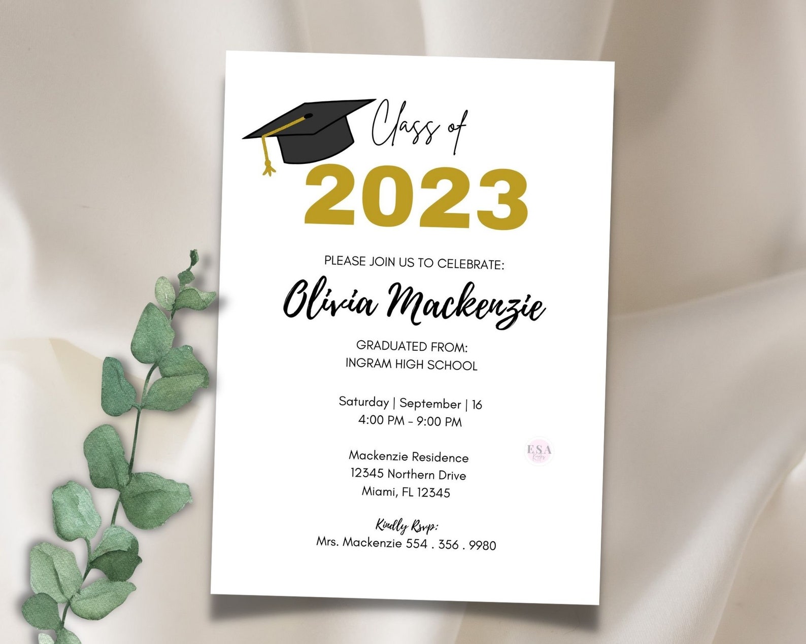 Minimalist Graduation Party Invitation Template: 5x7 Printable (digital ...