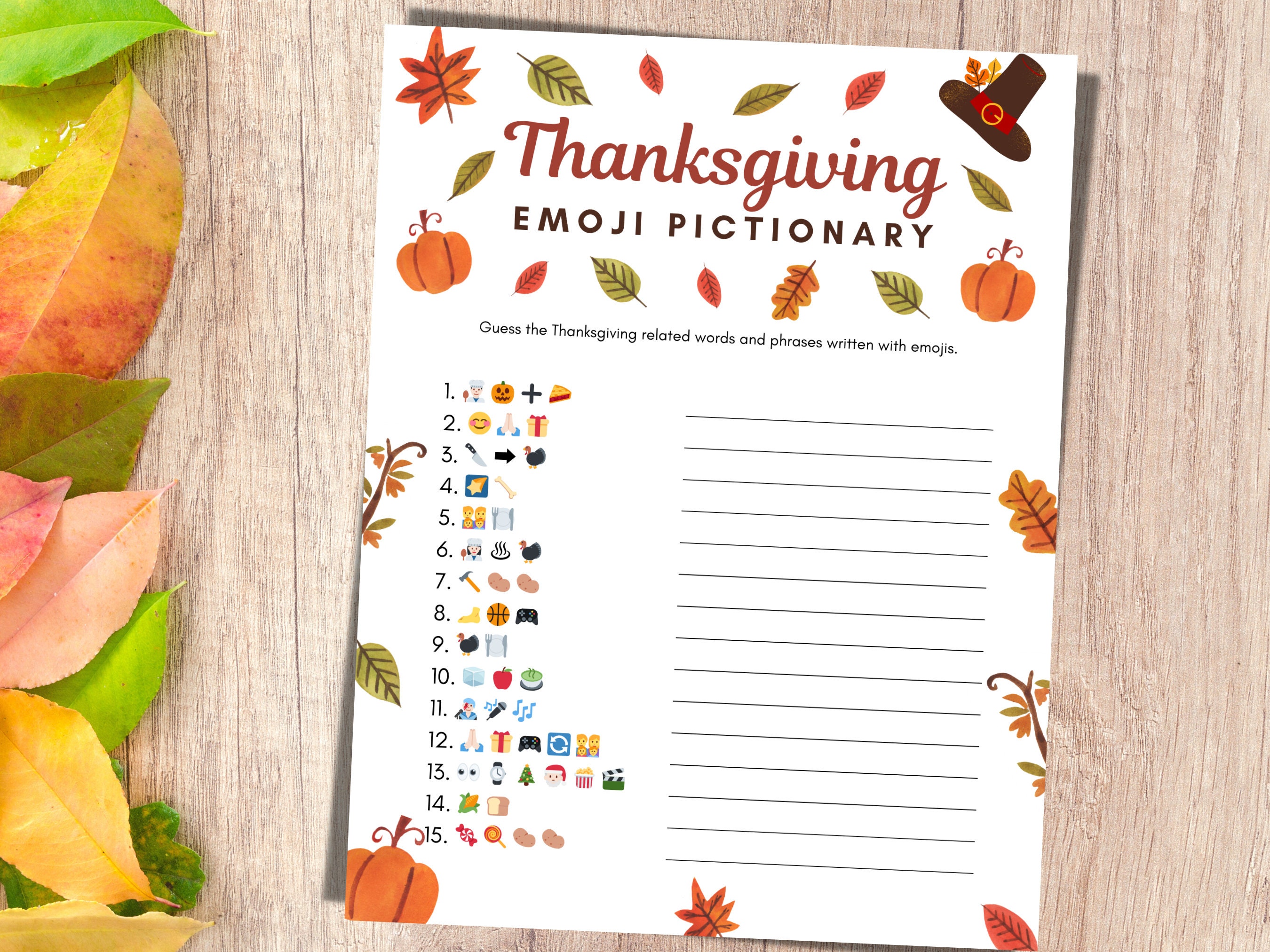 Thanksgiving Emoji Pictionary Game - Etsy