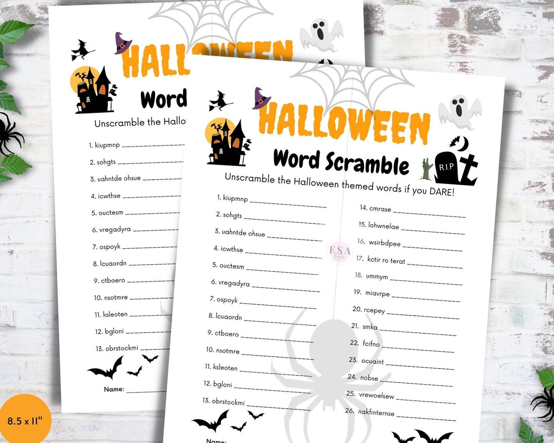 Halloween Word Scramble Game, Printable Halloween Word Game, Printable ...