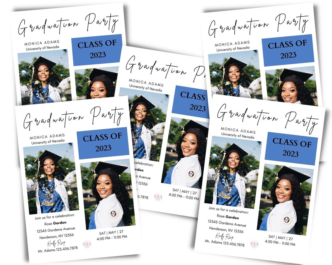 Graduation Party Invitation Template, Graduate Invitation With Multiple ...