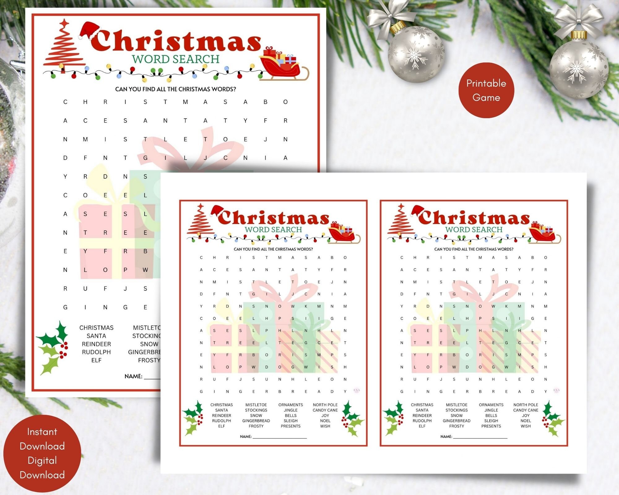 Christmas Word Search Printable, Christmas Word Find, Word Search ...