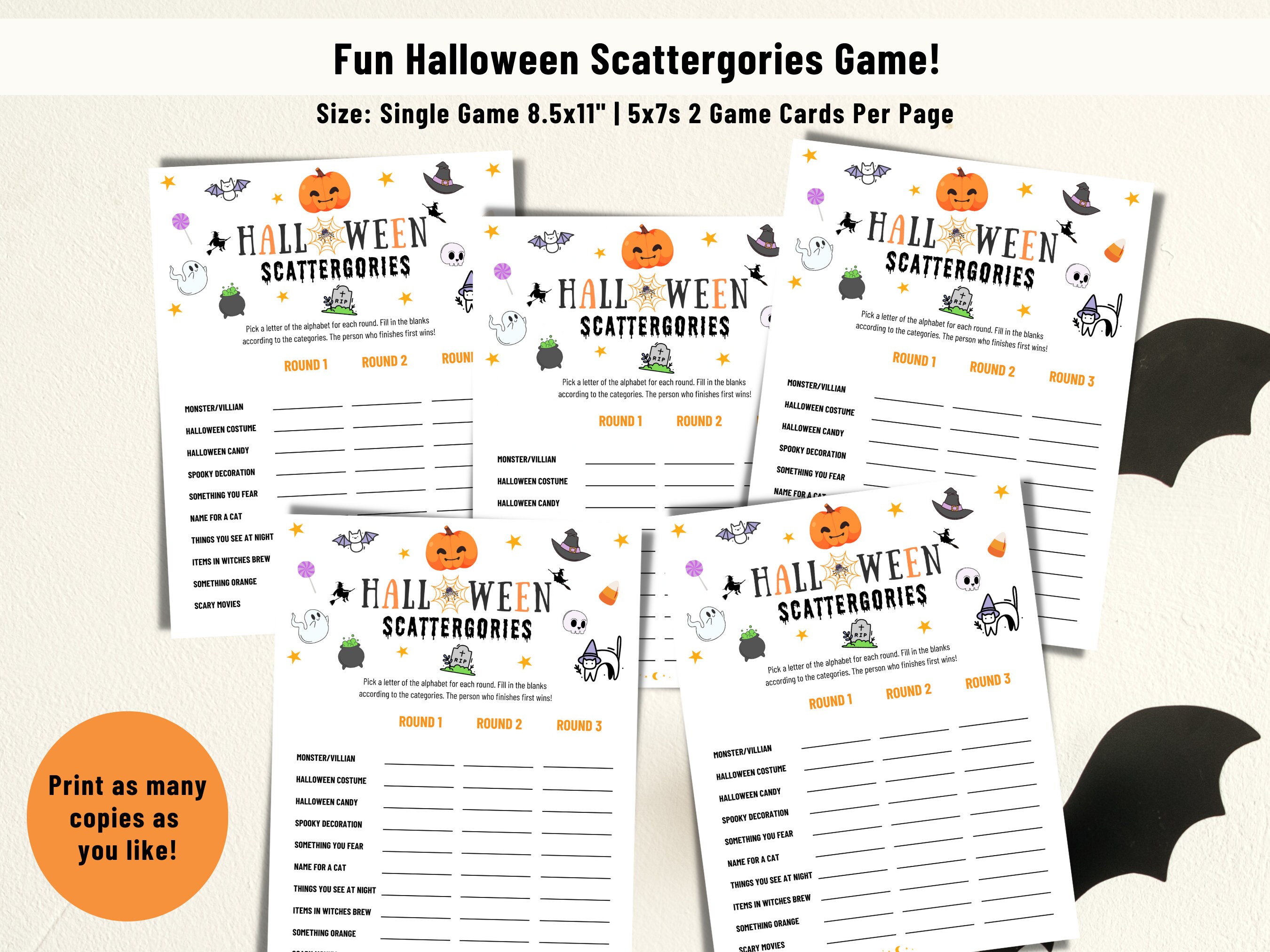 Halloween Scattergories Game, Scatterfories for Kids and Adults ...