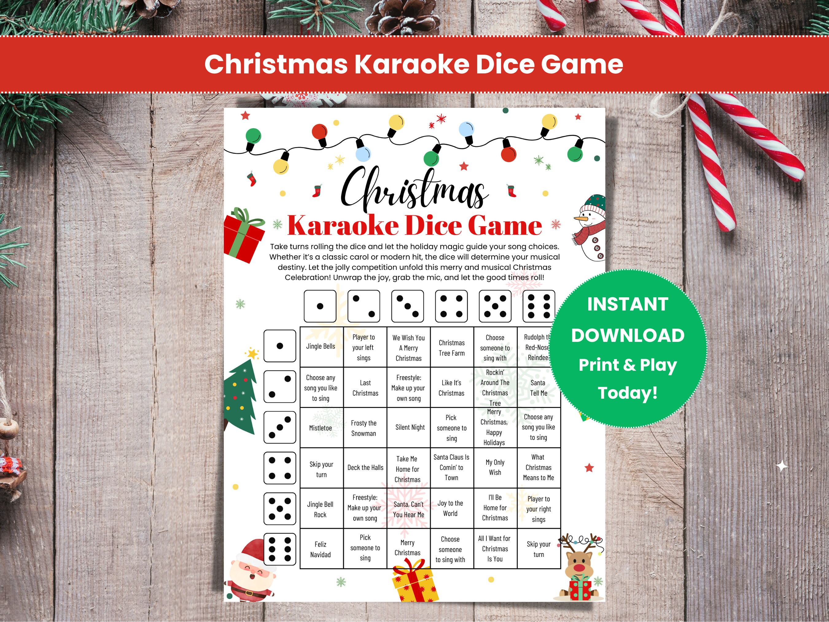 Christmas Karaoke Dice Game: Family Holiday Song Game (digital Download ...