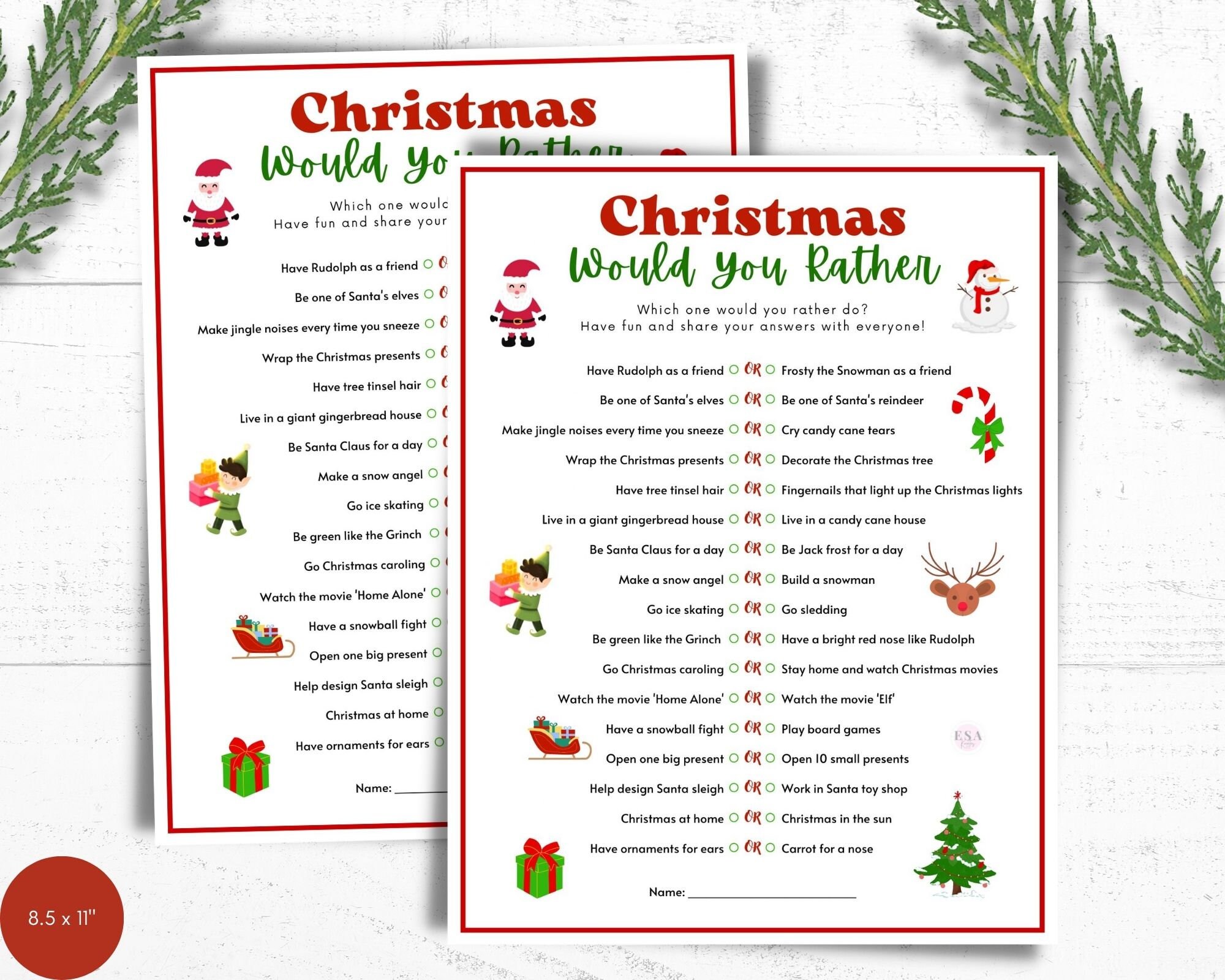 Christmas Would You Rather Game: Printable Holiday Party Activity (PDF ...
