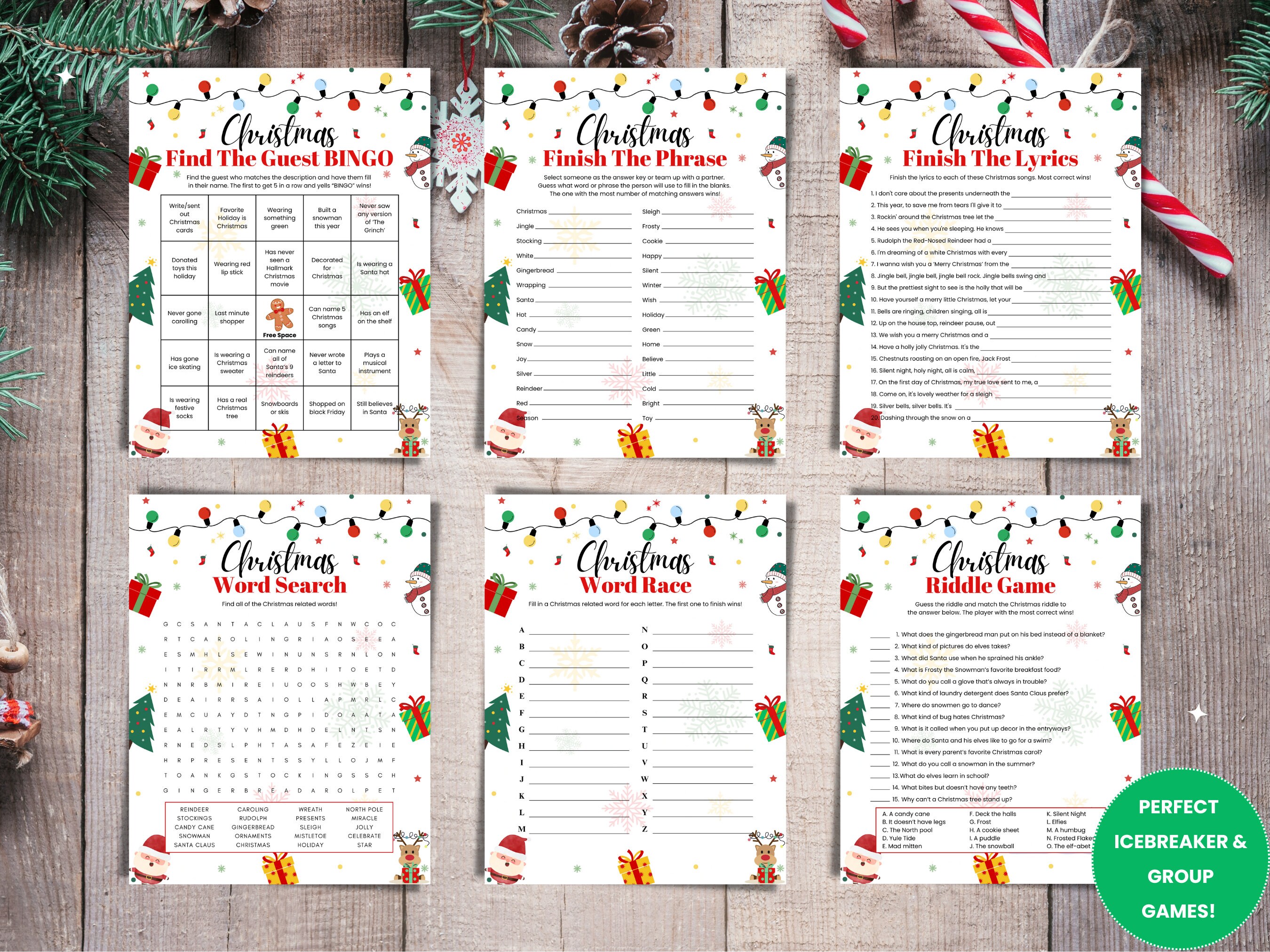 Printable Christmas Game Bundle | Christmas Party Games | Christmas ...
