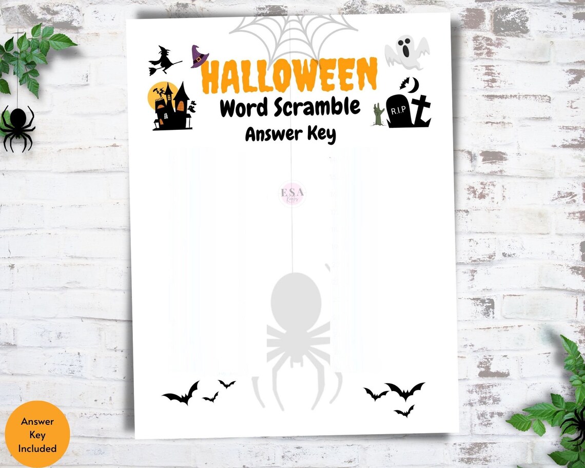 Halloween Word Scramble Game, Printable Halloween Word Game, Printable ...