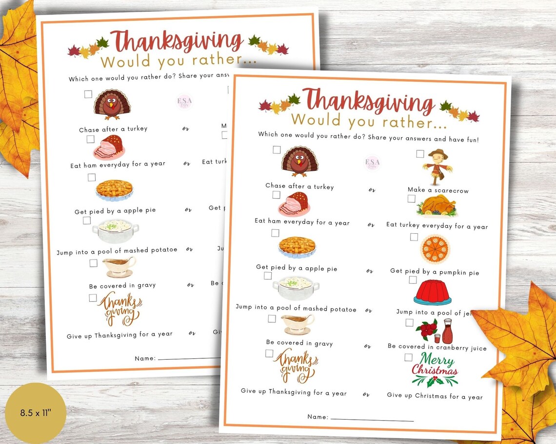 Would You Rather, Thanksgiving Would You Rather Game, Thanksgiving ...