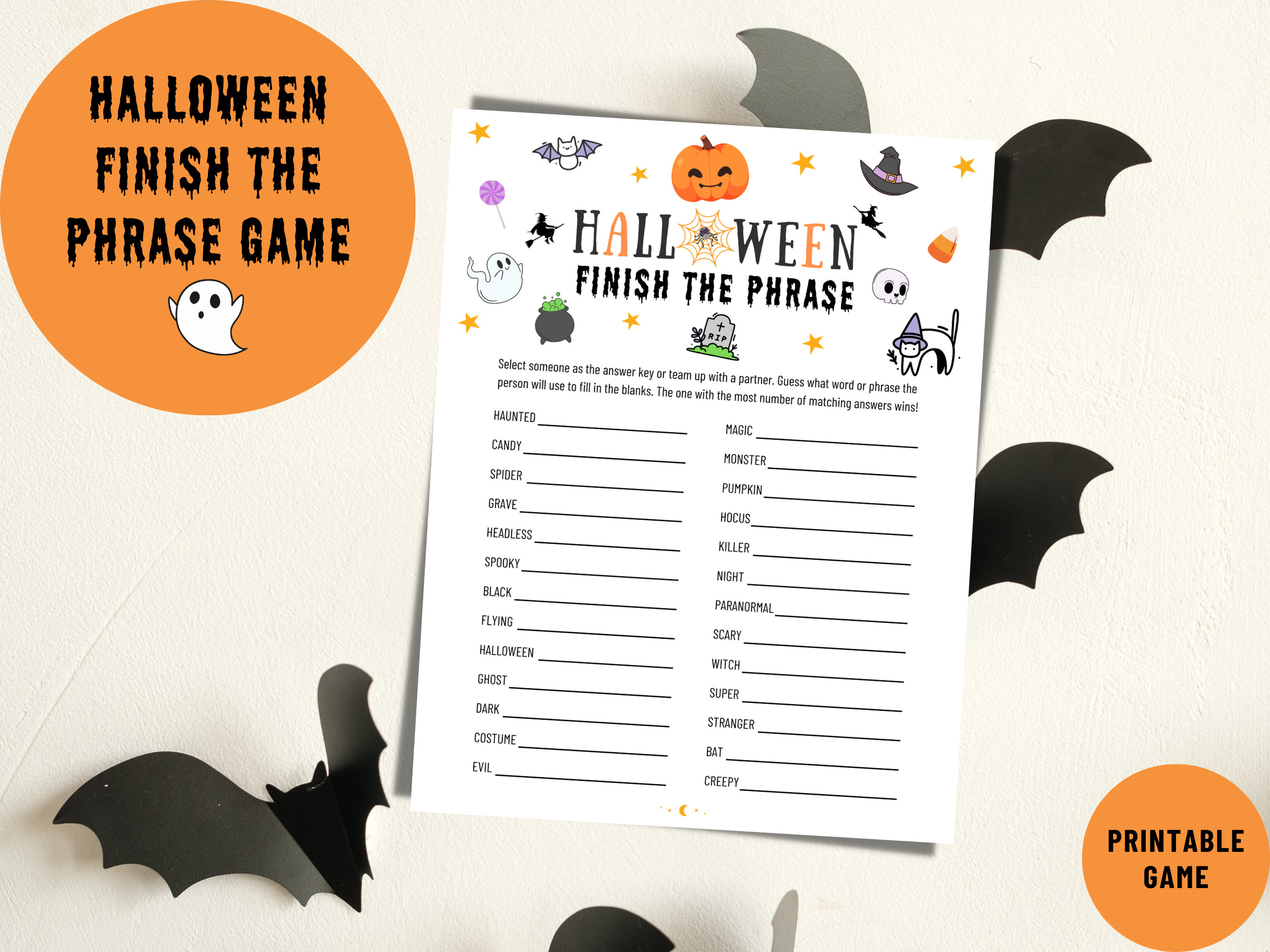 Halloween Finish the Phrase, Halloween Games for Kids and Adults ...