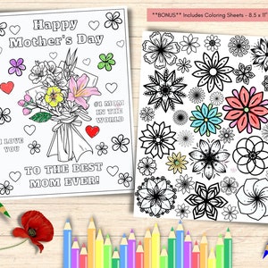 Printable Mothers Day Coloring Card for Kids, Mothers Day Questionnaire ...