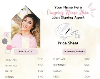 Notary Loan Signing Agent Brochure Price List Simple Template - Etsy
