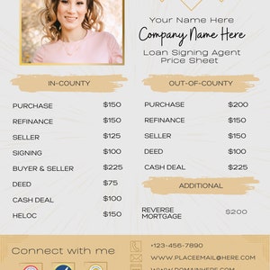 Notary | Loan Signing Agent | Price | Brochure Template Sheets - Etsy