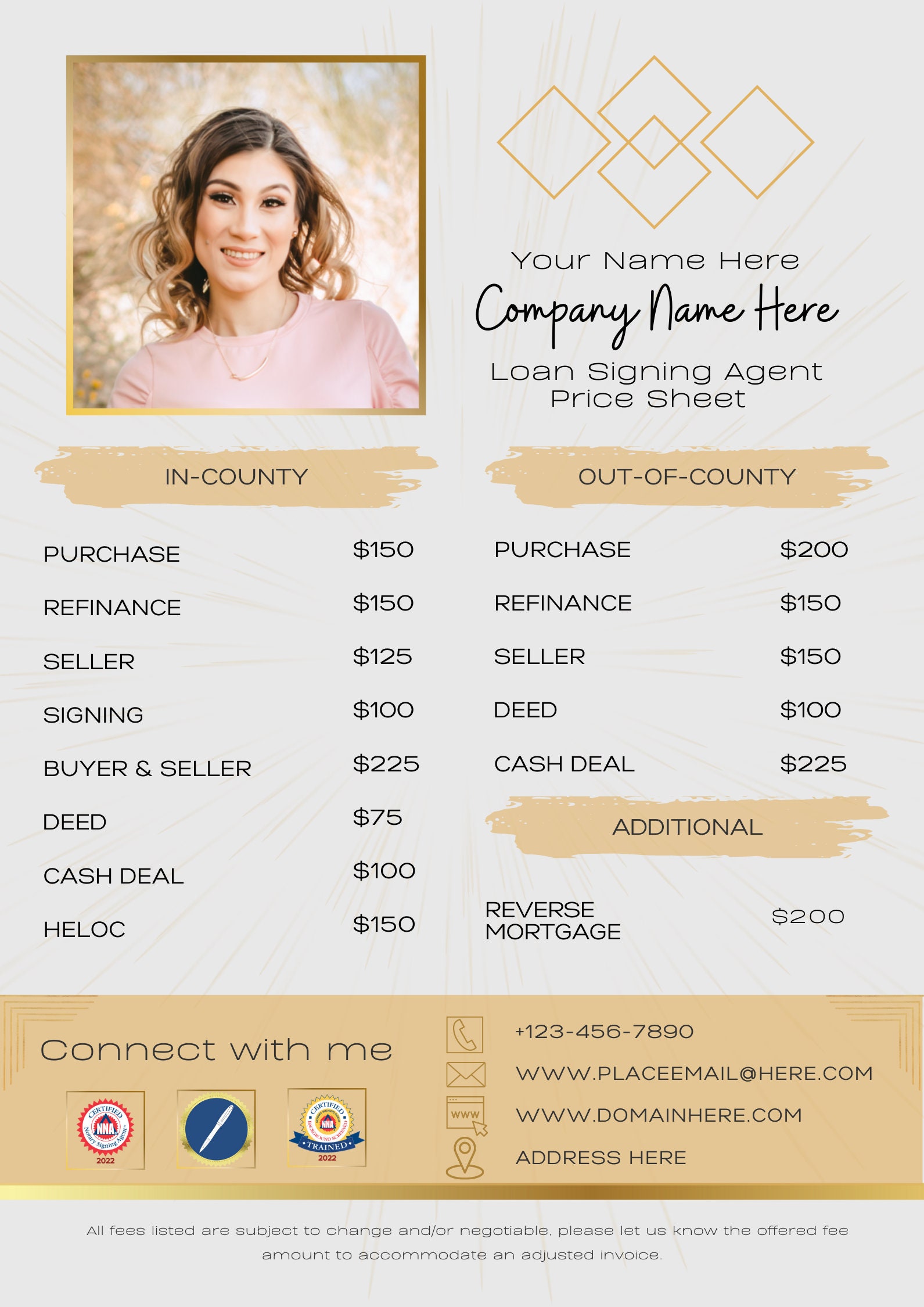 Notary | Loan Signing Agent | Price | Brochure Template Sheets - Etsy