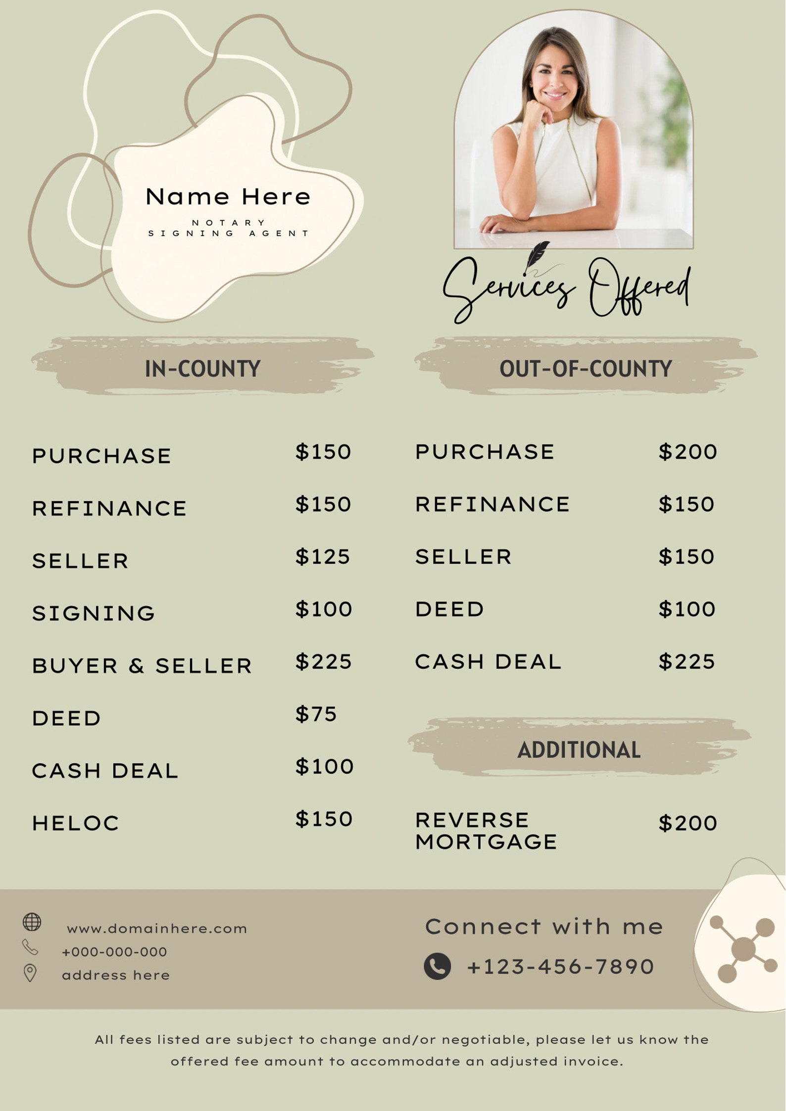 Notary | Loan Signing Agent | Price | Brochure Template Sheets - Etsy