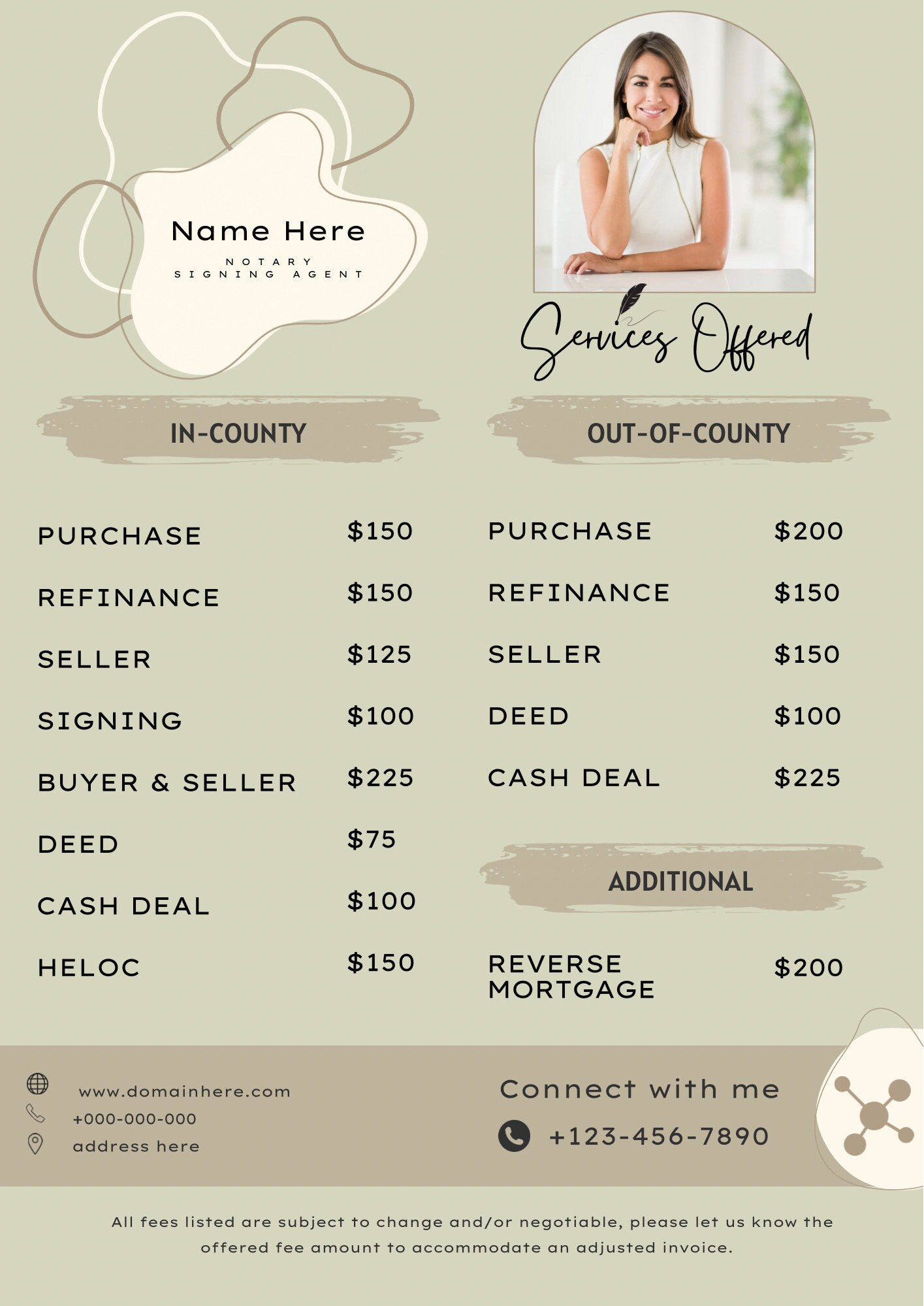 Notary | Loan Signing Agent | Price | Brochure Template Sheets - Etsy